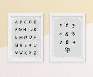 Alphabet and numbers tropical poster set perfect nursery printable ...